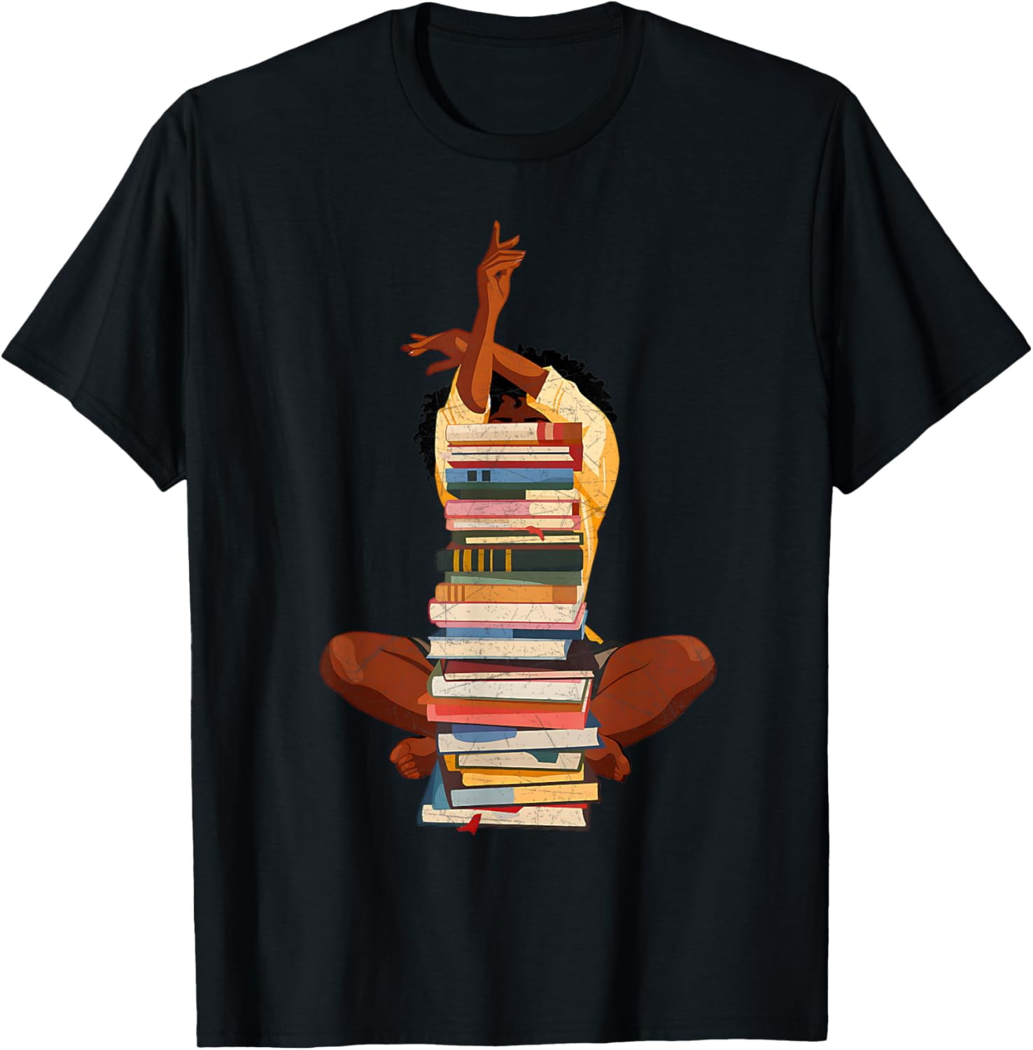 Black Woman And Books Stack Afro Girl Book Lover T-Shirt - Walmart.com