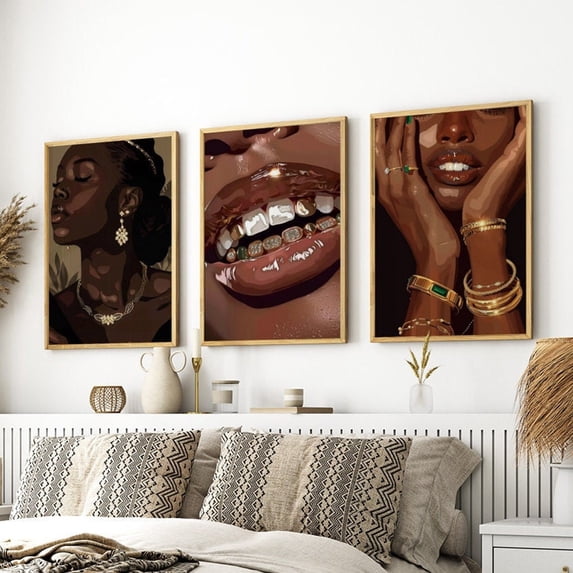 Black Woman Art Home Decor Boho Feminine Elegant Beautiful ...