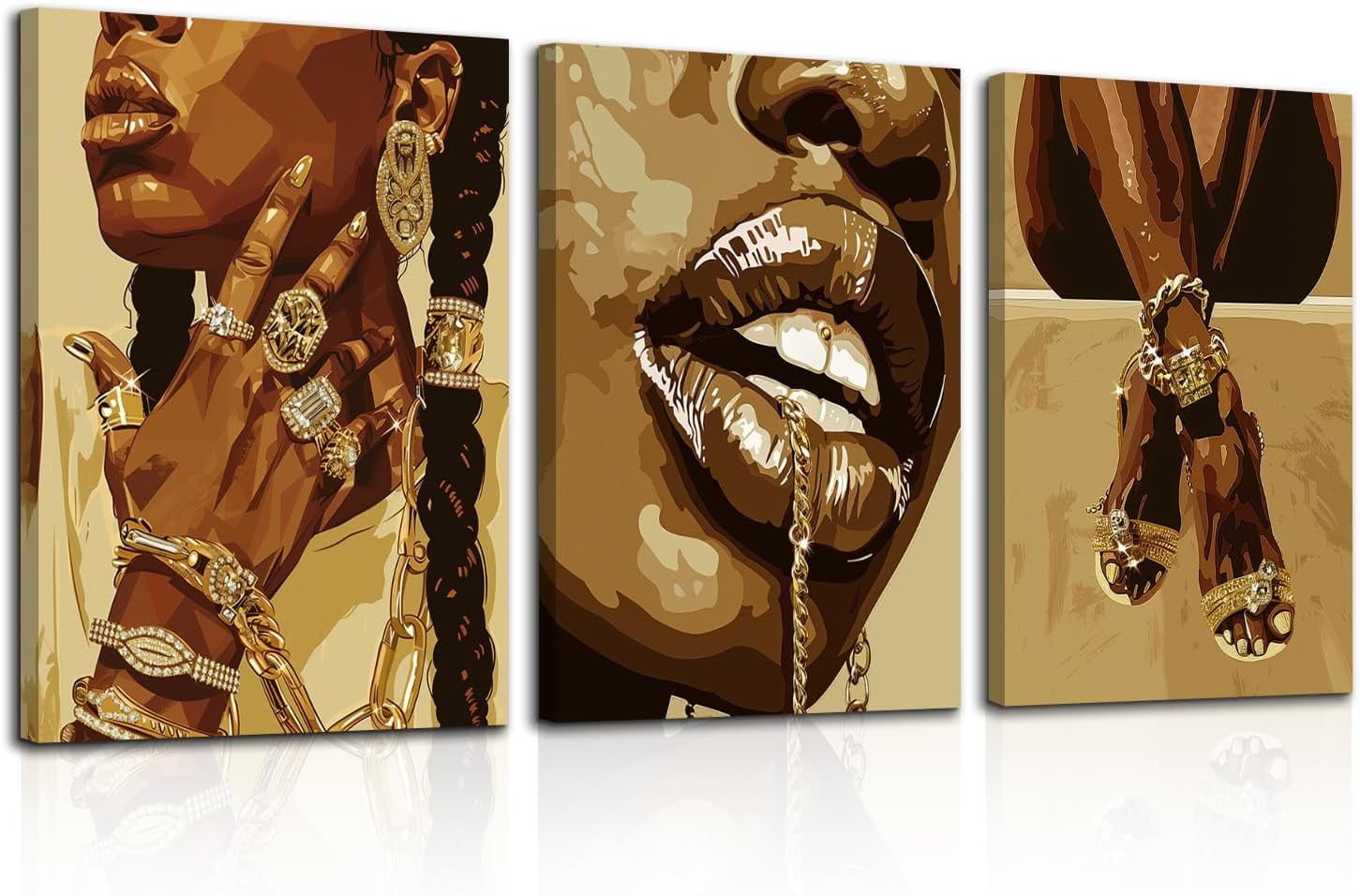 Black Woman Art Printing, Black Girl Wall Art, Black Female Pictures Fashion Abstract African ...