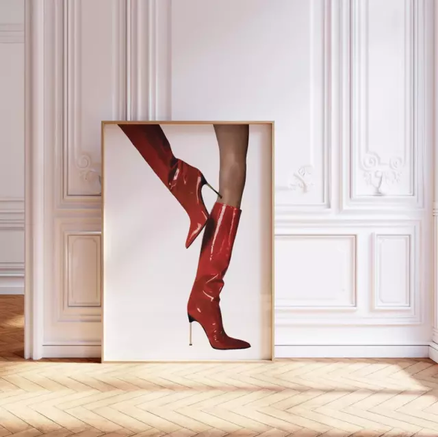 Black Woman Art, Vintage Red Boots Poster, Trendy Bar Cart Print ...