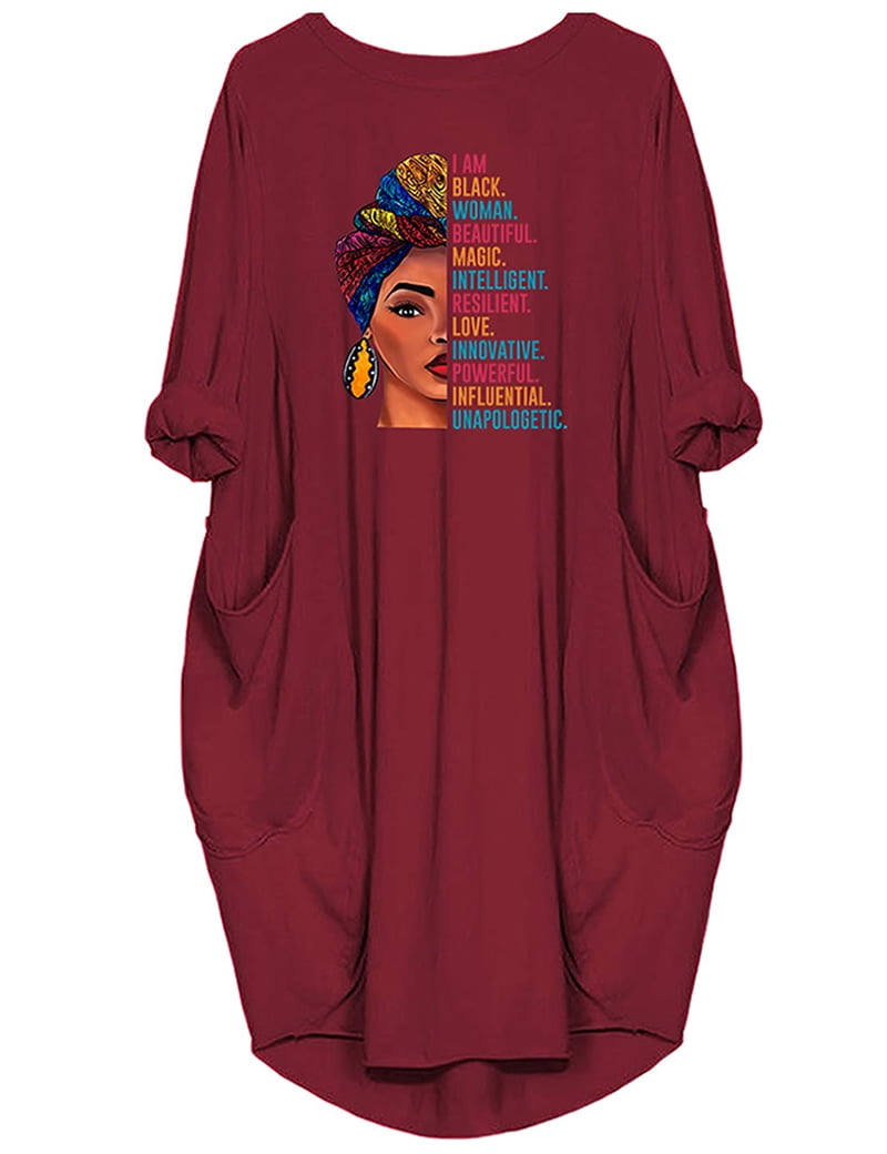 Black Woman Beautiful Magic African Dress For Women Long Sleeve Loose ...