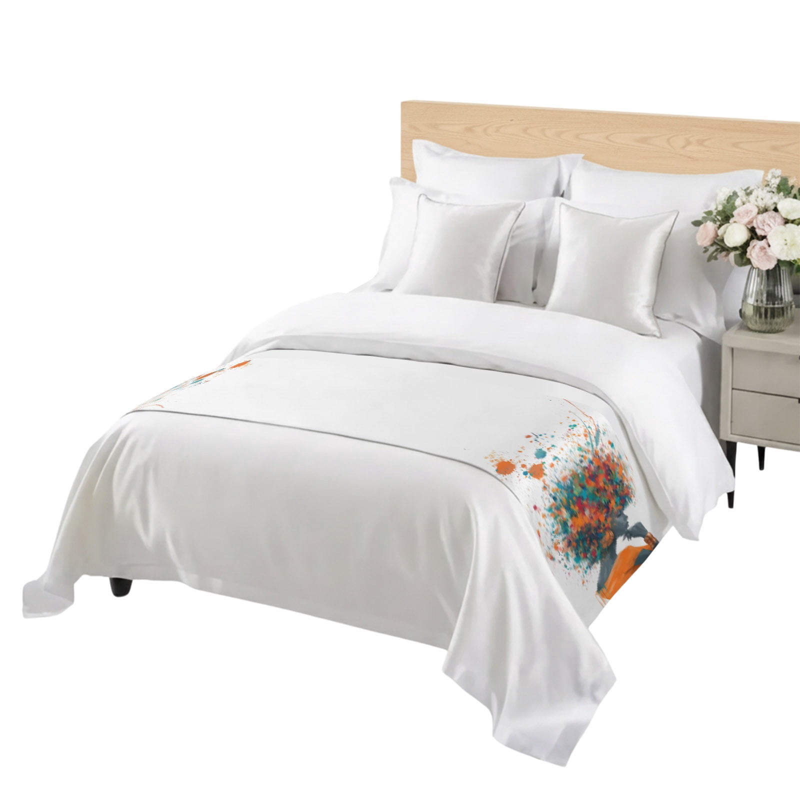 Black Woman Bed Runner for King Size Bed, African American Colorful ...