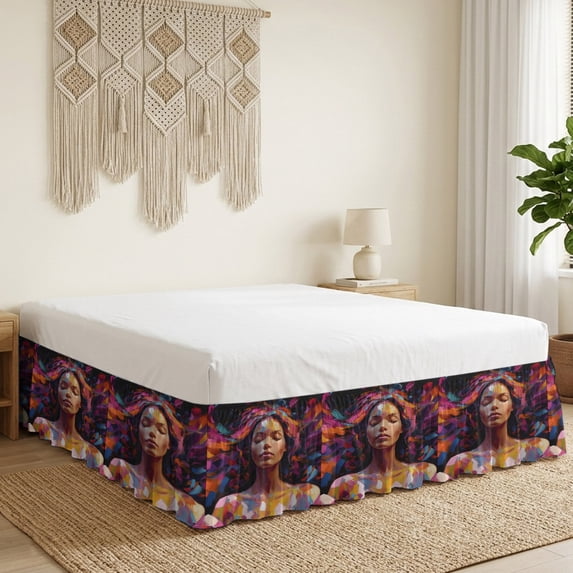 Black Woman Bed Skirt Bed Skirts King Size 16 Inch Drop, Colorful ...