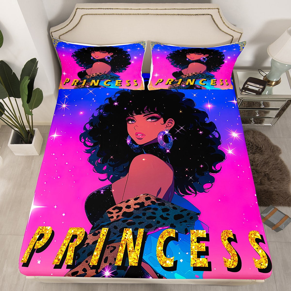 Black Woman Bed Sheets Queen,American African Black Sheets Afro Hair ...