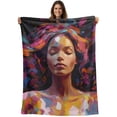 Black Woman Blanket Soft Cozy Warm Throw Blanket for Couch, Plush Fuzzy ...