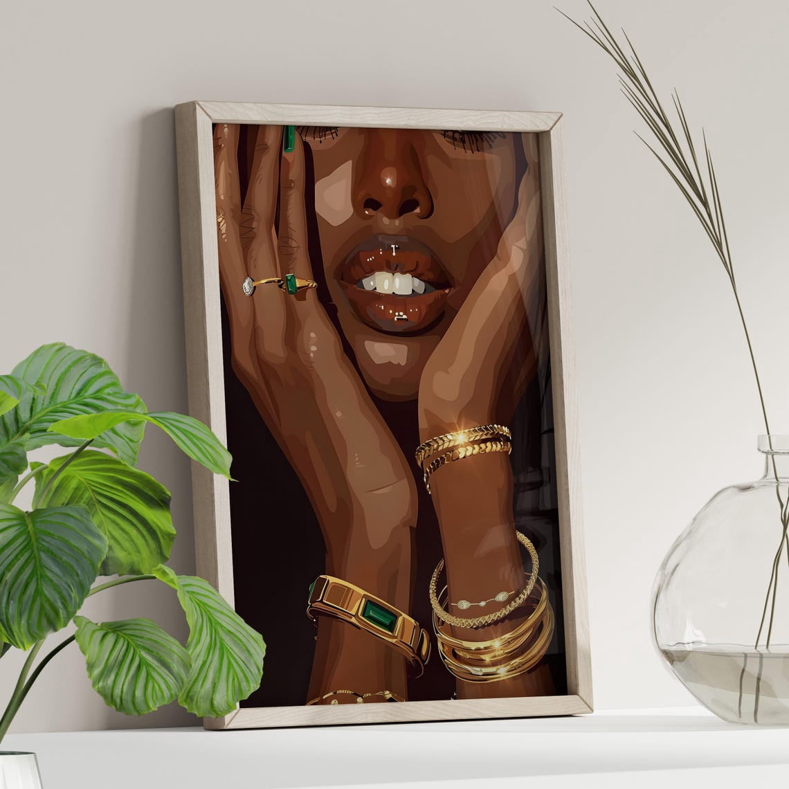Black Woman Boho Feminine Elegant Beautiful Sophisticated Wall Art ...