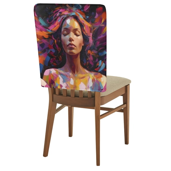 Black Woman Chair Back Covers Set of 6, Colorful Abstract African ...