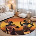 Black Woman Ethnic Style Round Rug 5ft Orange Gradient African Gradient ...