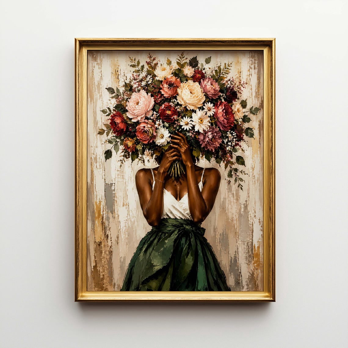 Black Woman Floral Afro Contemporary Wall Art Poster Unframed Paper ...