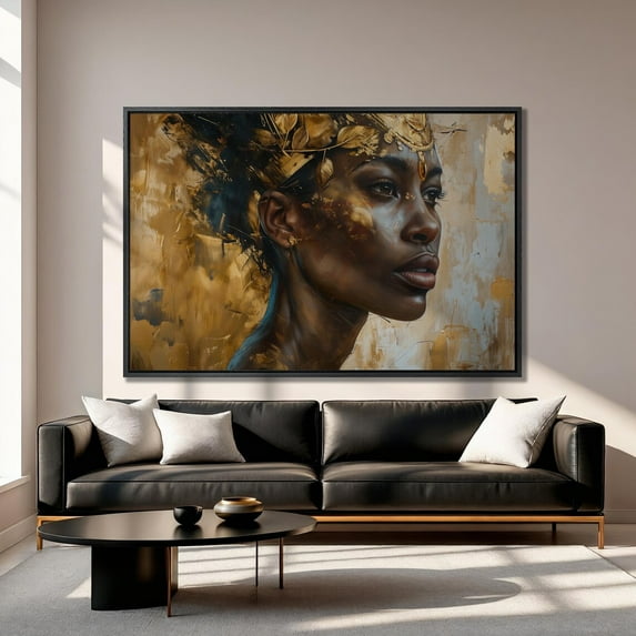 Black Woman Gold, African American Portrait Wall Art Poster Decor For ...