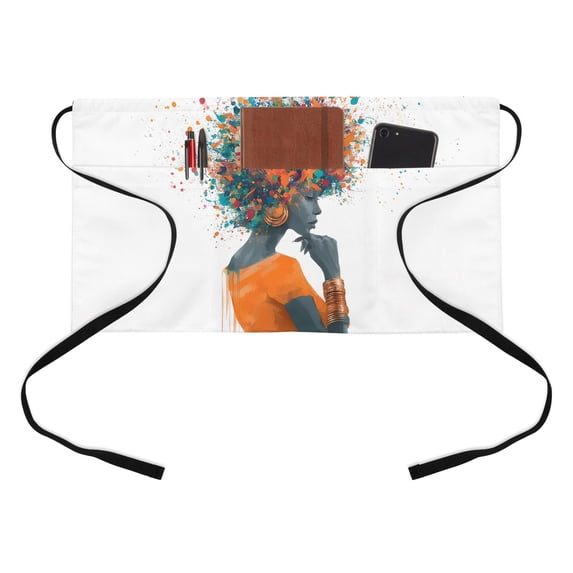 Black Woman Half Waist Apron African American Colorful Hair Short ...