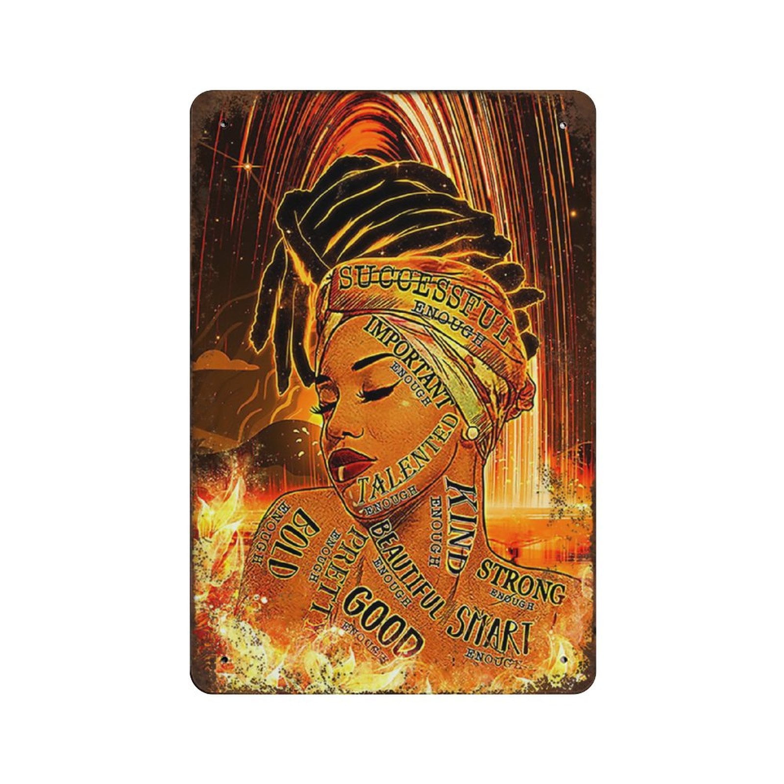 Black Woman Head Wrap tin sign, I Am Enough , Black Woman tin sign ...