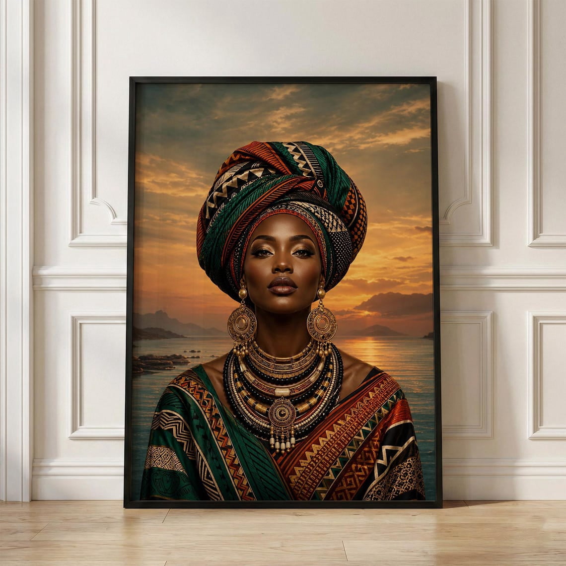 Black Woman Headwrap Sunset Portrait Poster Unframed Paper Print ...