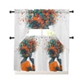 Black Woman Kitchen Curtains Set for Windows 3 Piece Cafe Curtains 36 ...