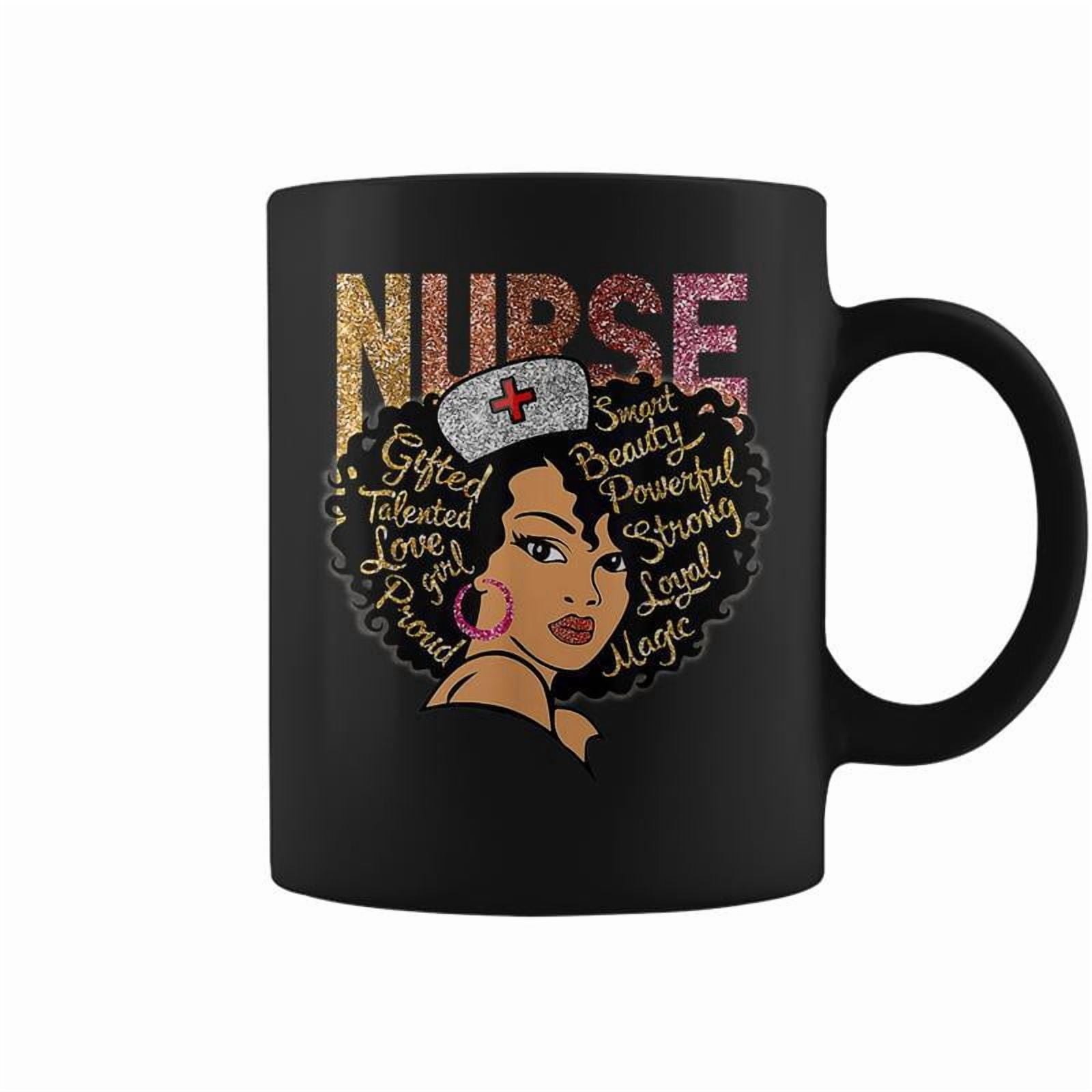 Black Woman Nurse Afro Retro Cool Black History Month V4 Coffee Mugs ...