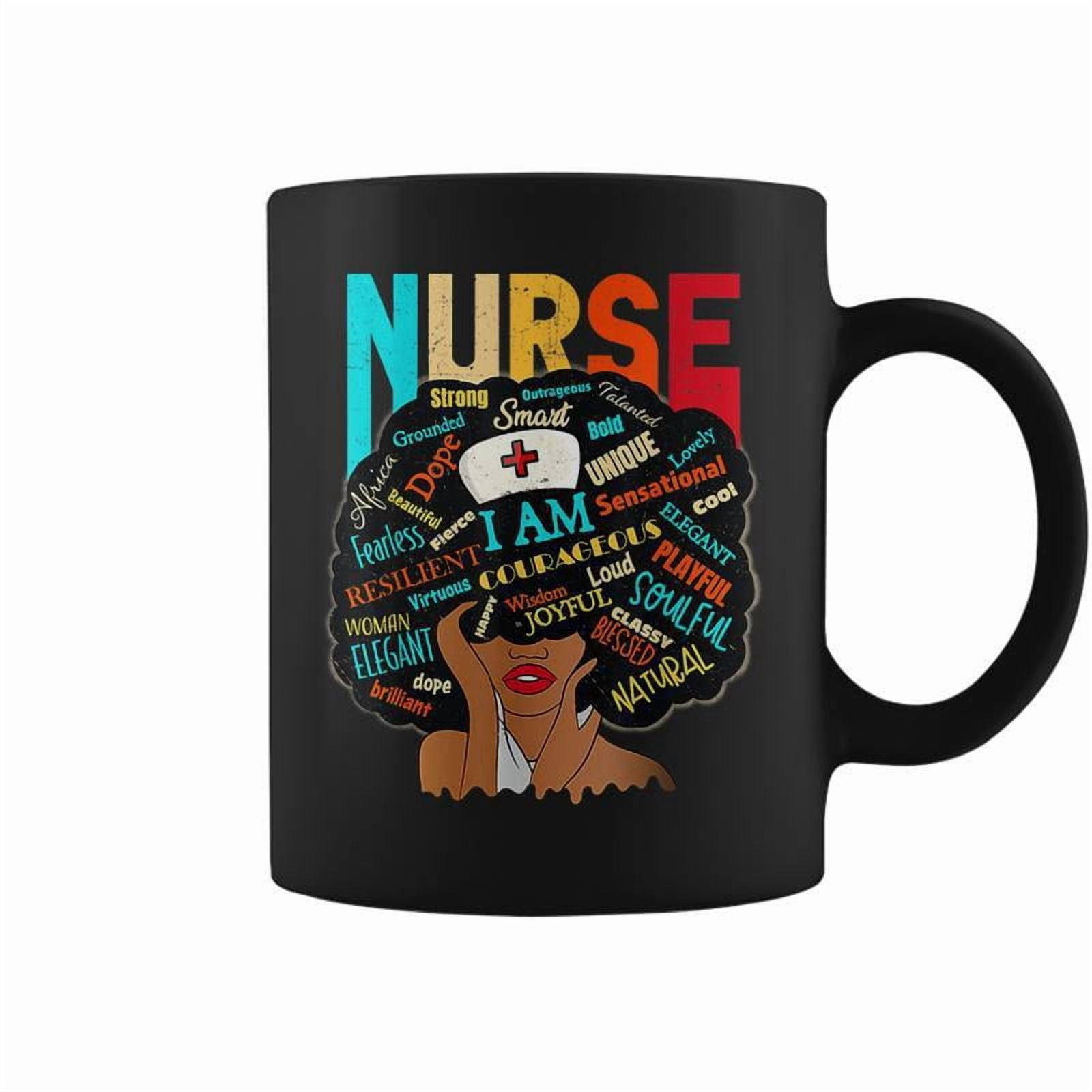 Black Woman Nurse Afro Retro Cool Black History Month V5 Coffee Mugs ...
