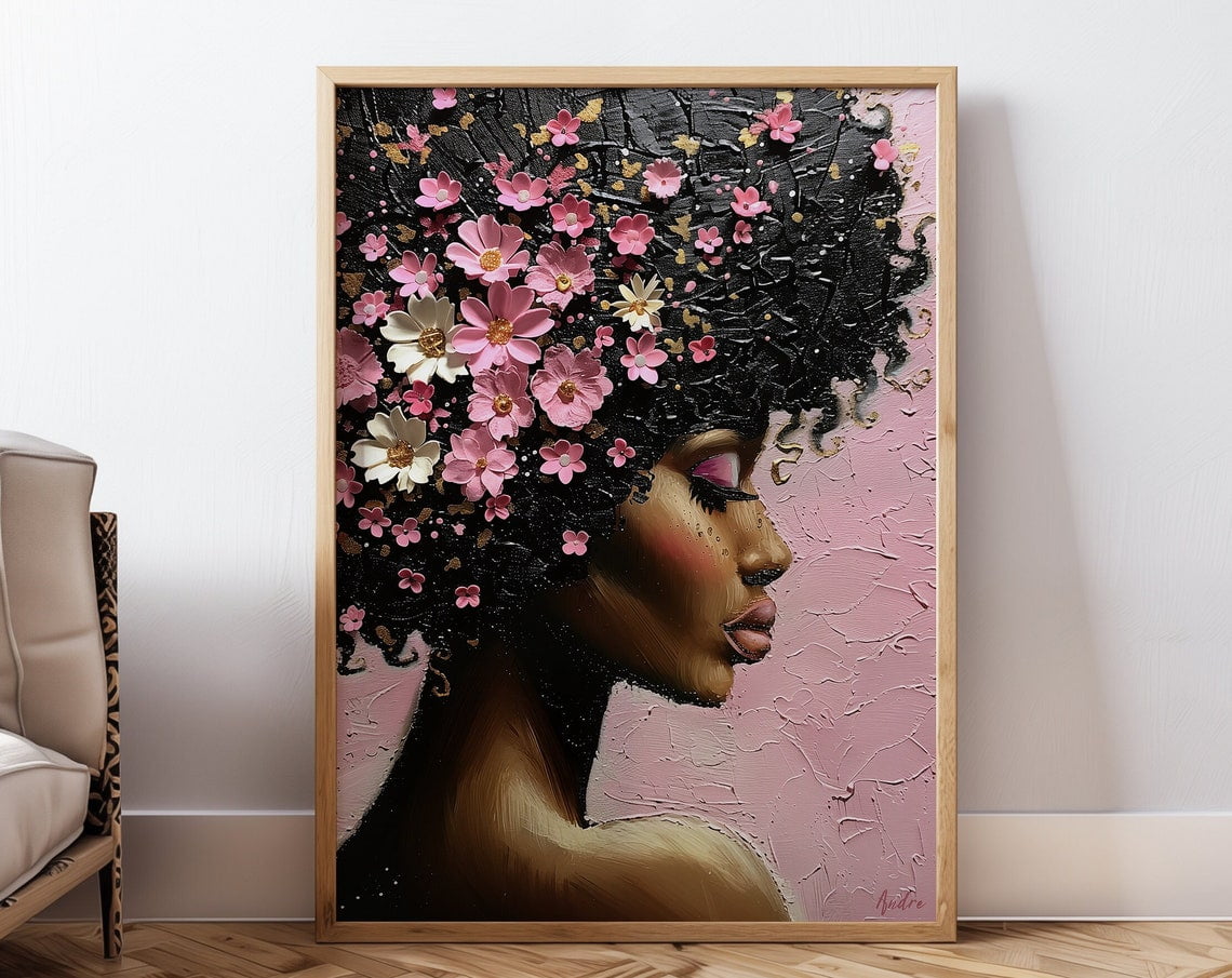 Black Woman Painting Original Art African American Print Black Girl ...