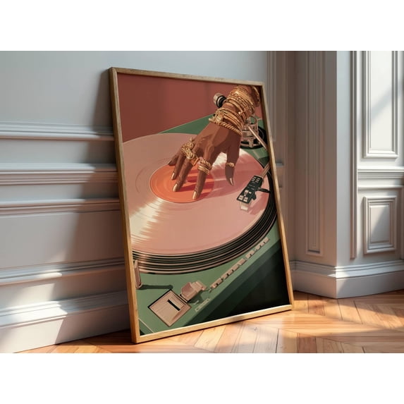 Black Woman Pink Vinyl Record Print Eclectic Afrocentric Wall Art Vinyl ...
