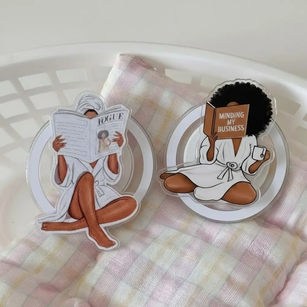 Black Woman Reading Magnetic Bookmark, Melanin Girl grip, Book Lover ...