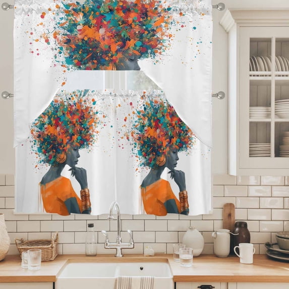 Black Woman Swag Curtains Valance and Tier Set, African American ...