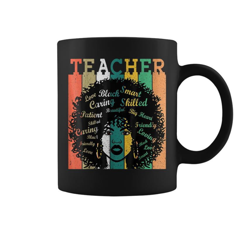 Black Woman Teacher Afro Black History Month Melanin V4 Coffee Mugs ...