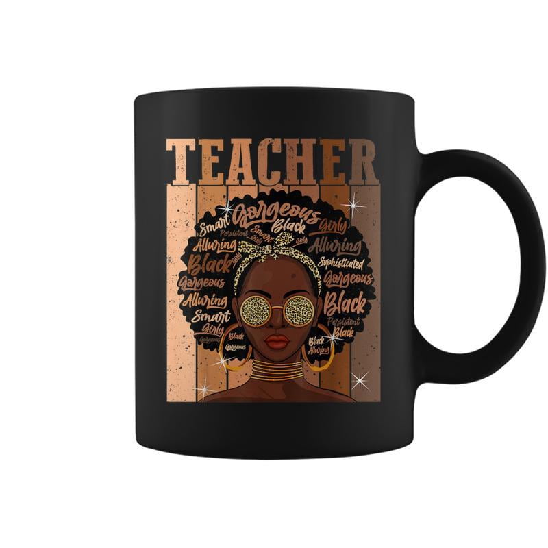 Black Woman Teacher Afro Retro Matching Black History Month V5 Coffee ...