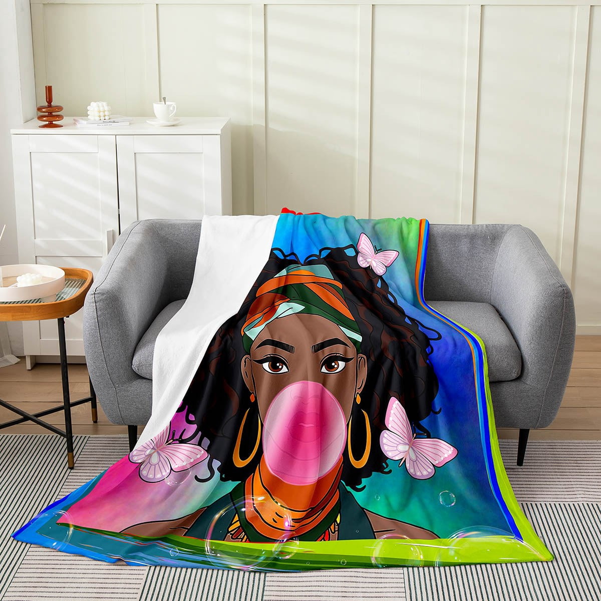 Black Woman Throw Blanket 30x40 Inch,American African Black Fleece ...