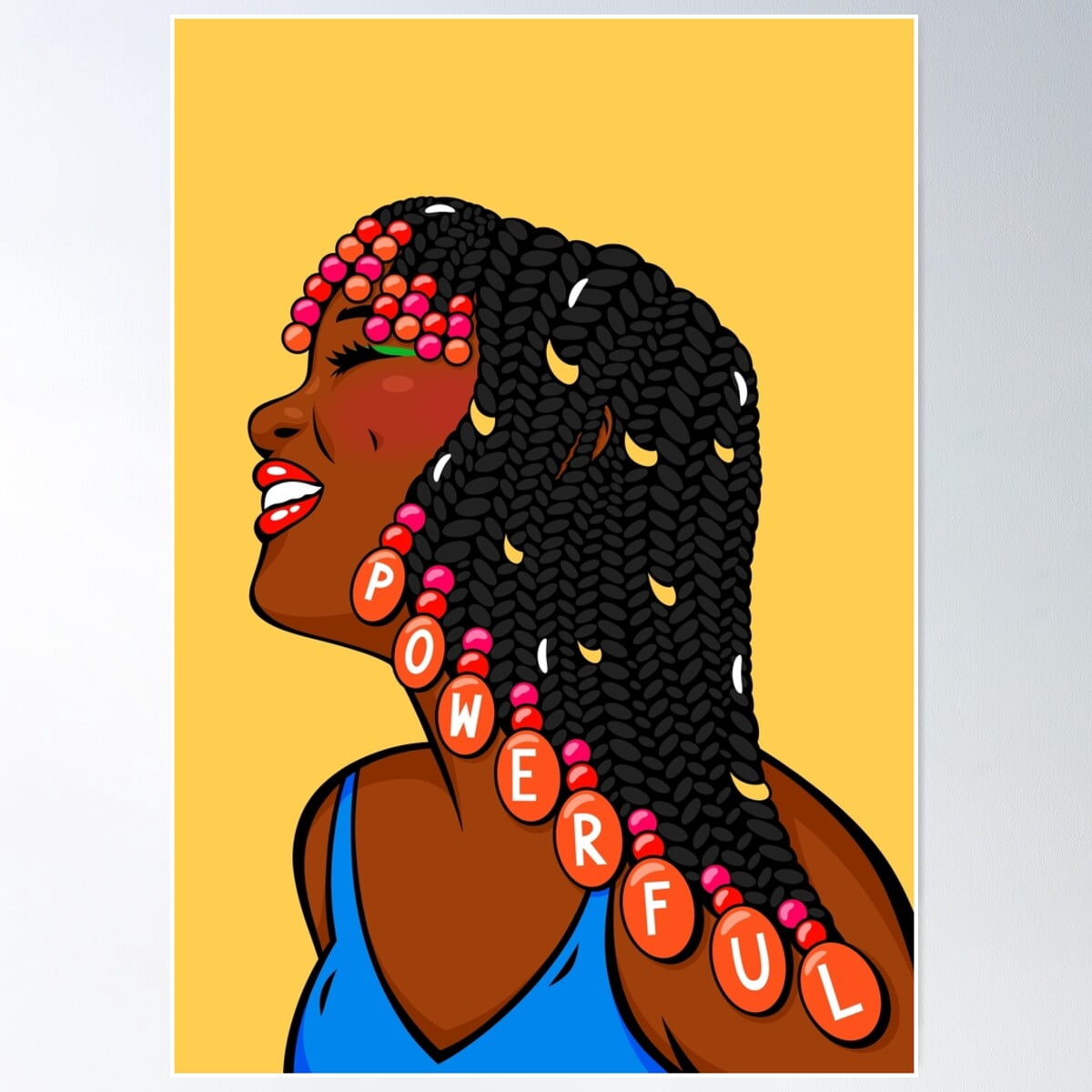 Black Woman With Strong Braids Poster Wall Art Modern Wall Decor For ...