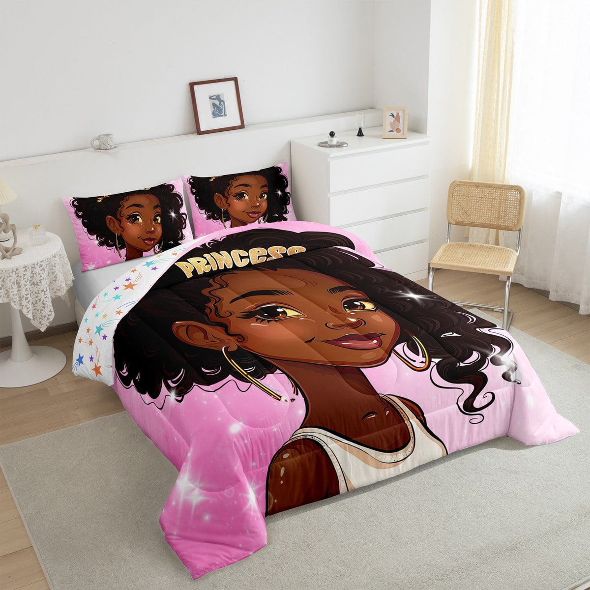 Black Women Bedding Set Twin Melanin Princess Twin Comforter, Aesthetic ...