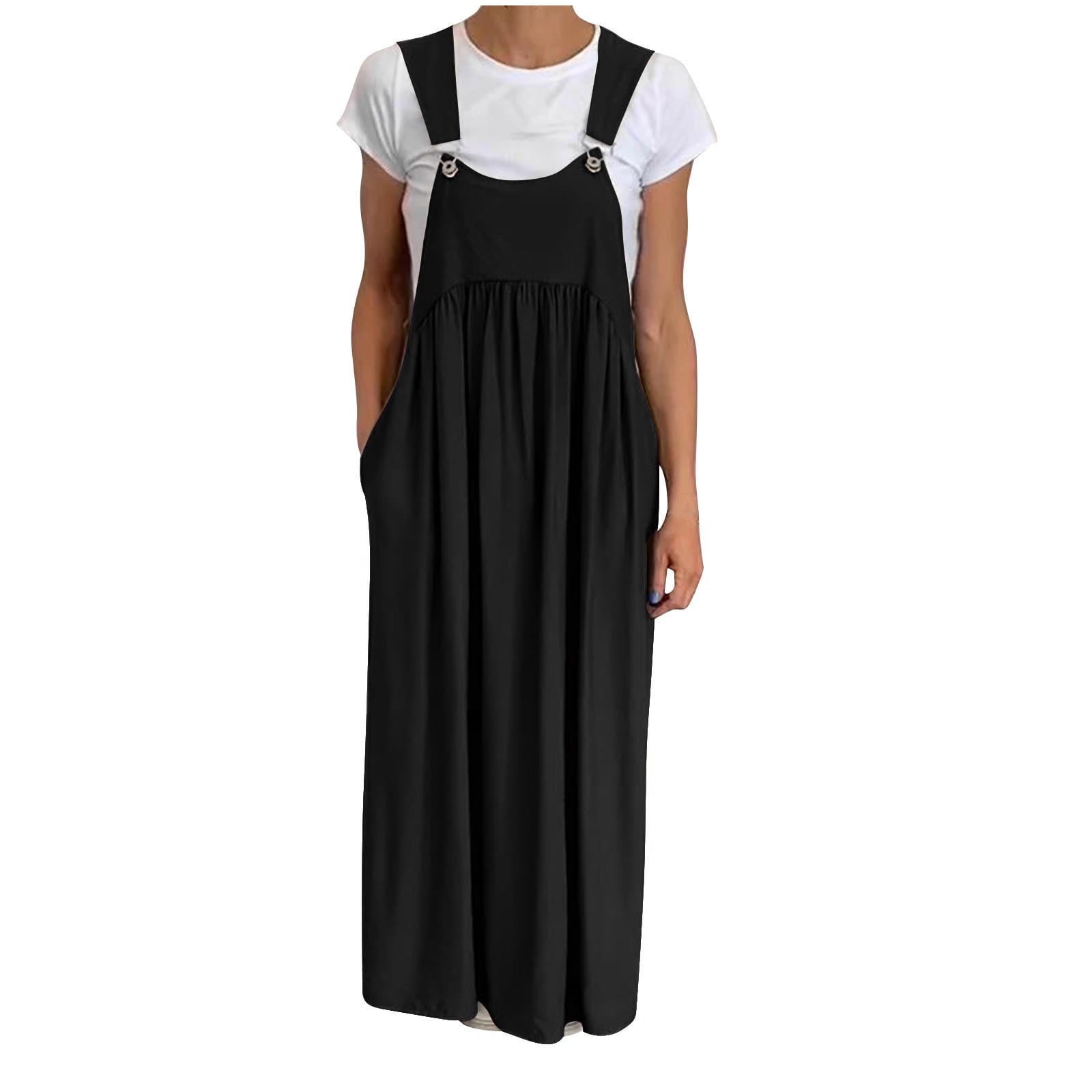 Black Women Boat Neck Faux Gauze Linen Button Dresses One Piece for ...