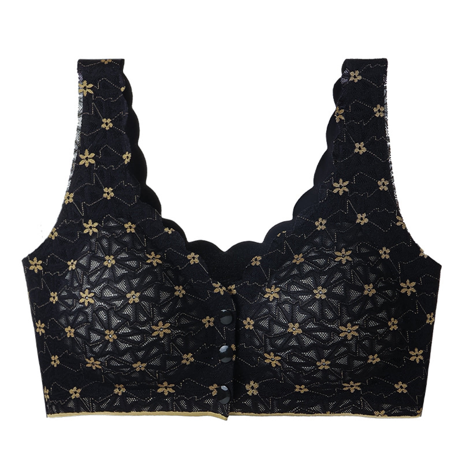 Black Women Button Front Closure Bralettes Lingeries Panties for Women ...