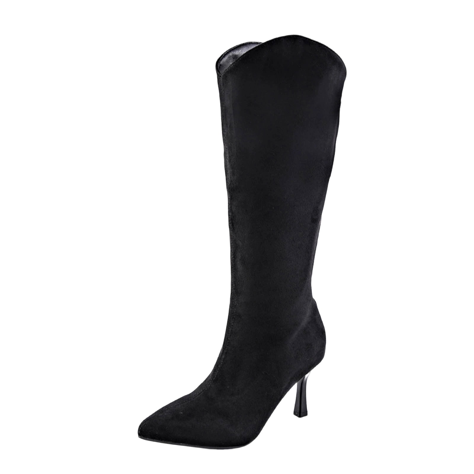 Black Women Casual Cold Weather Ankle Footwear With Circular Toe Side ...