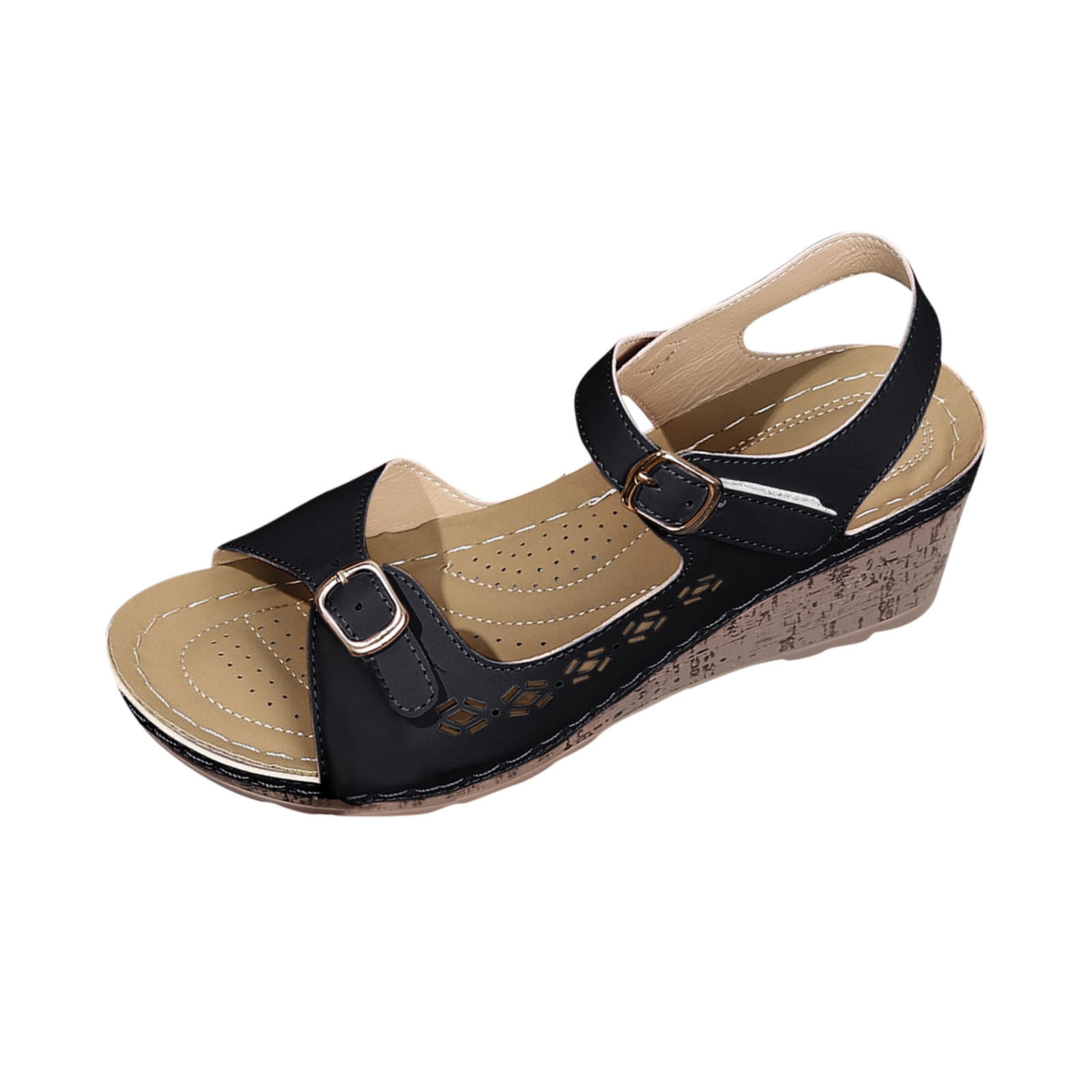 Black Women Chic Leisure Multi-Purpose Open Toe Spring Summer Easy Wear ...