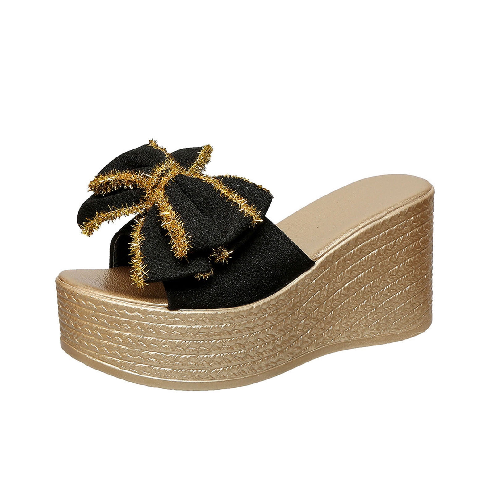 Black Women Classy Warm Weather Footwear Featuring Intricate Bowknot ...