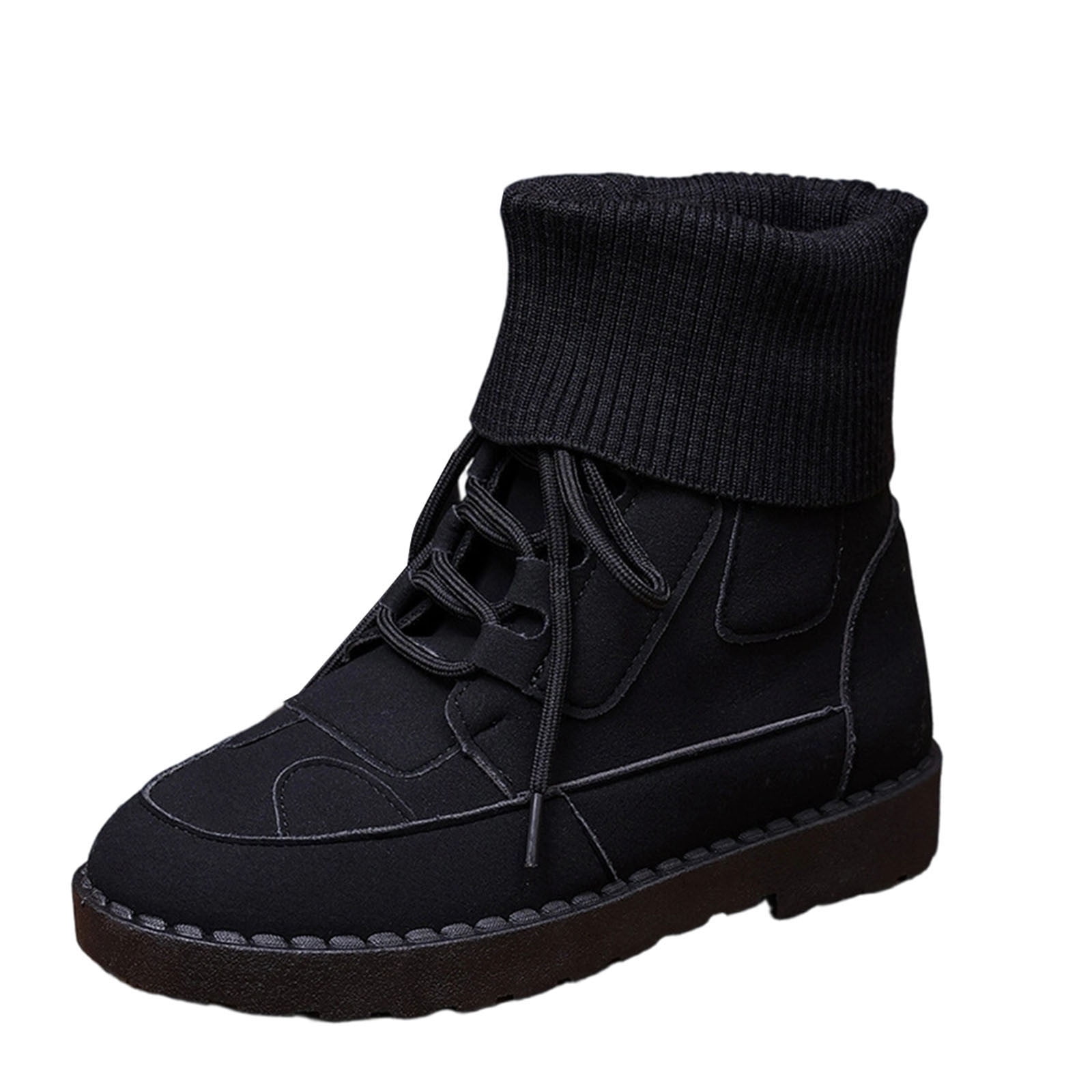 Black Women Fashionable Casual Versatile Splicing Winter Short Boots ...