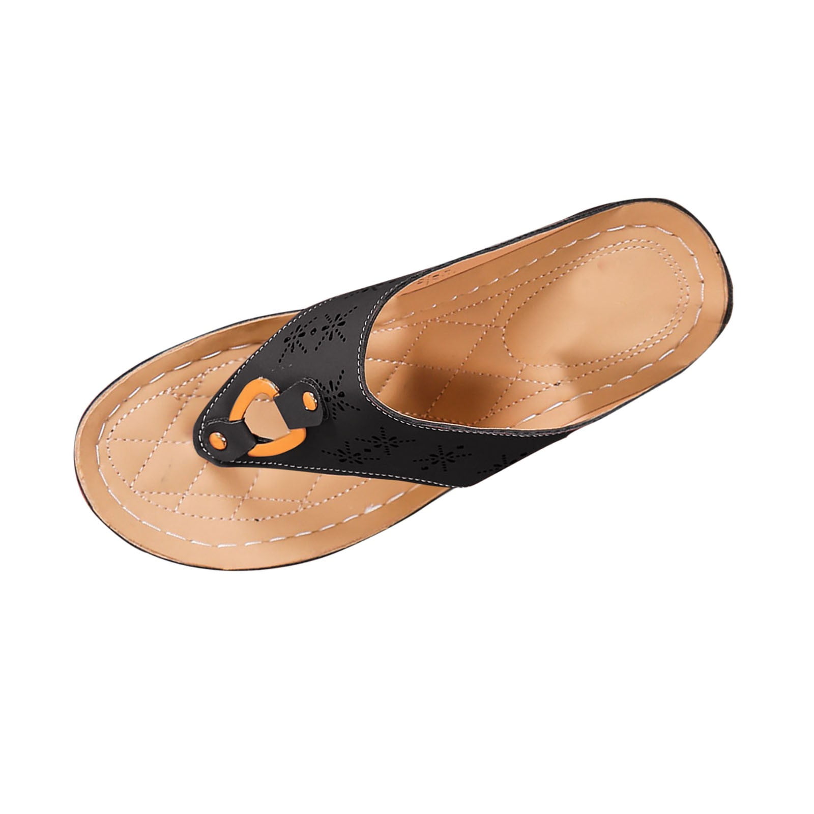 Black Women Fashionable Summer Slippers, Vintage Metal Clasp Flip Flop ...