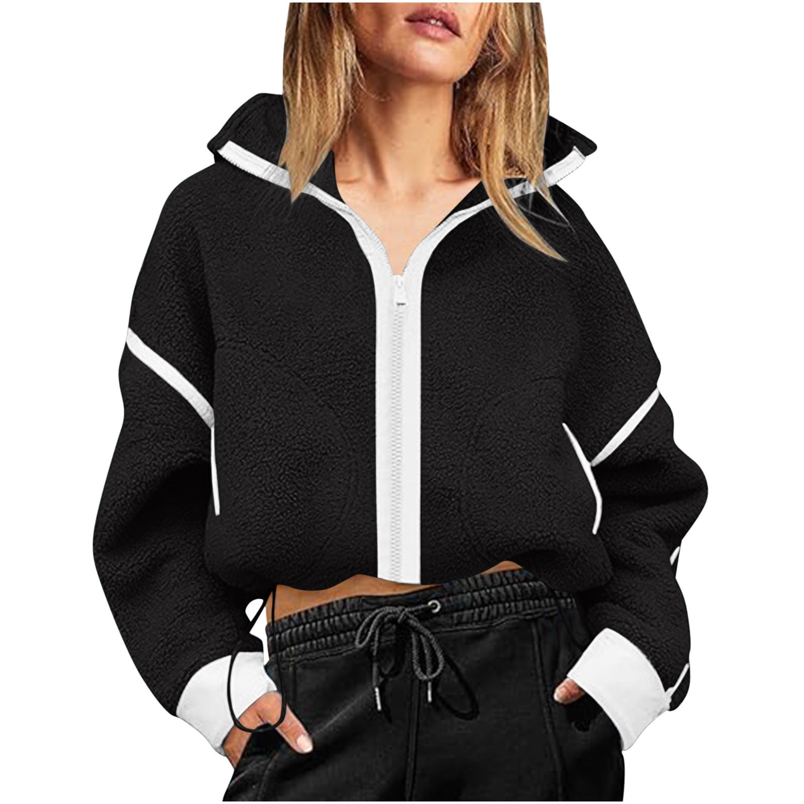 Black Women Fleece Lined Wool Lounge Going Out Jacket Outfit for Women ...