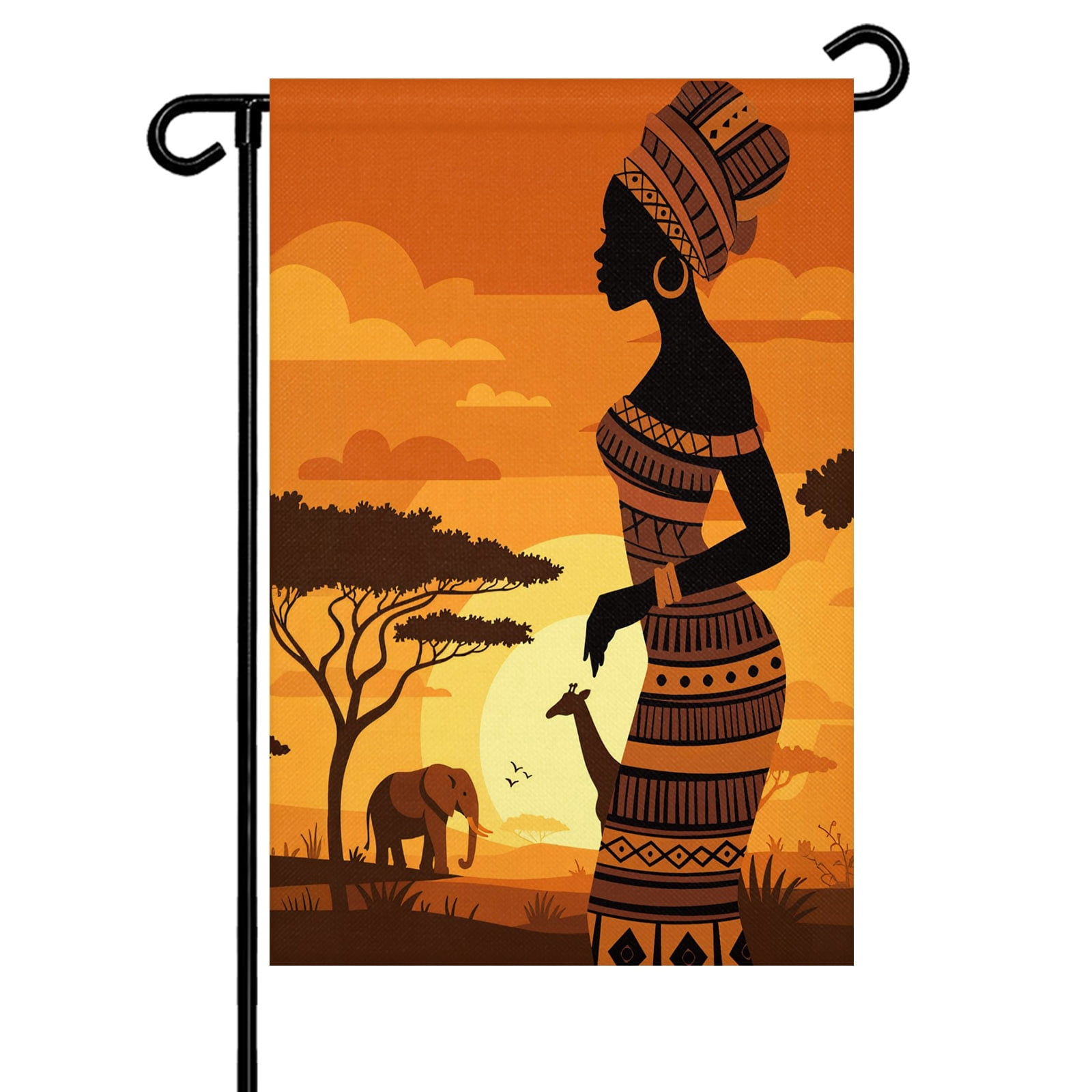 Black Women Garden Flag 28x40 Inch Africa Nation Elephant Giraffe ...