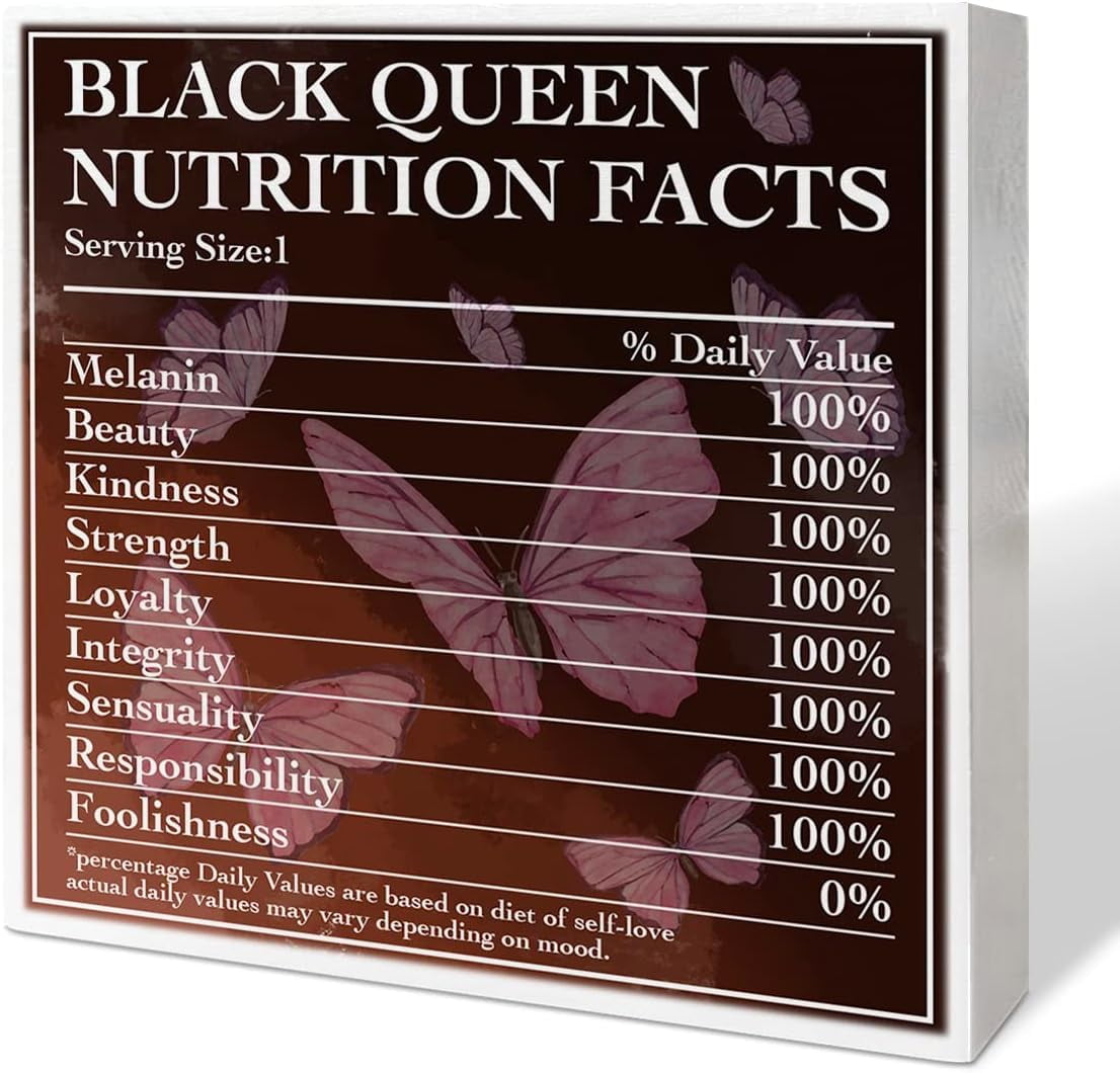 Black Women Girl Desk Wooden Box Sign Decor, Black Queen Nutrition ...
