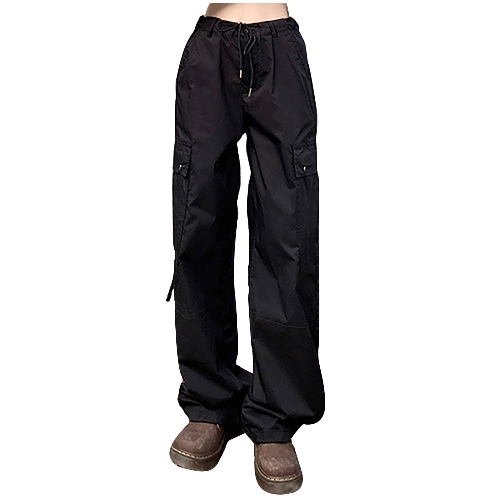 Black Women High Cut Straight Leg Long Leg Pants for Teen Girls Work ...