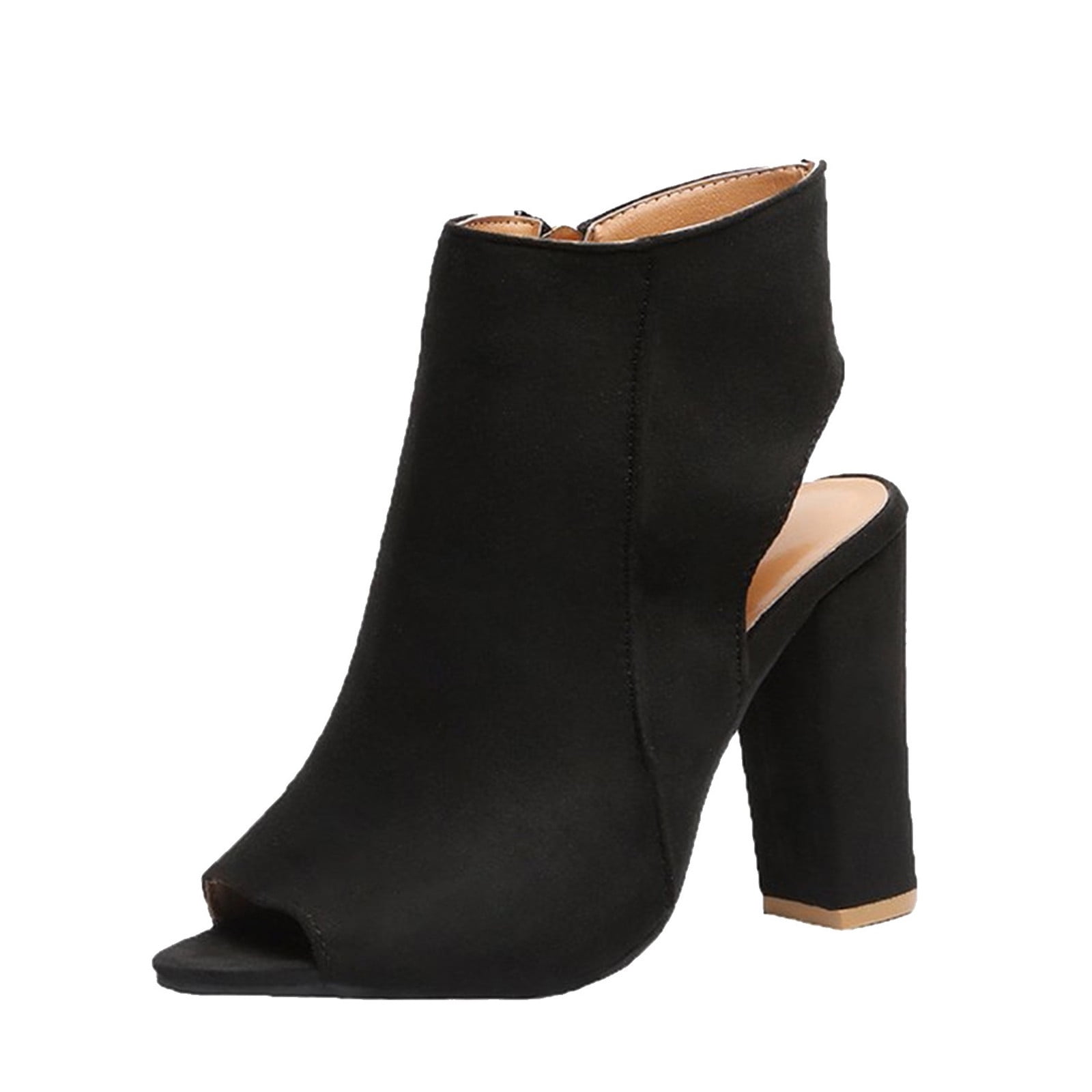 Black Women High Heel Sandals With Fish Toe And Zipper Closure For ...