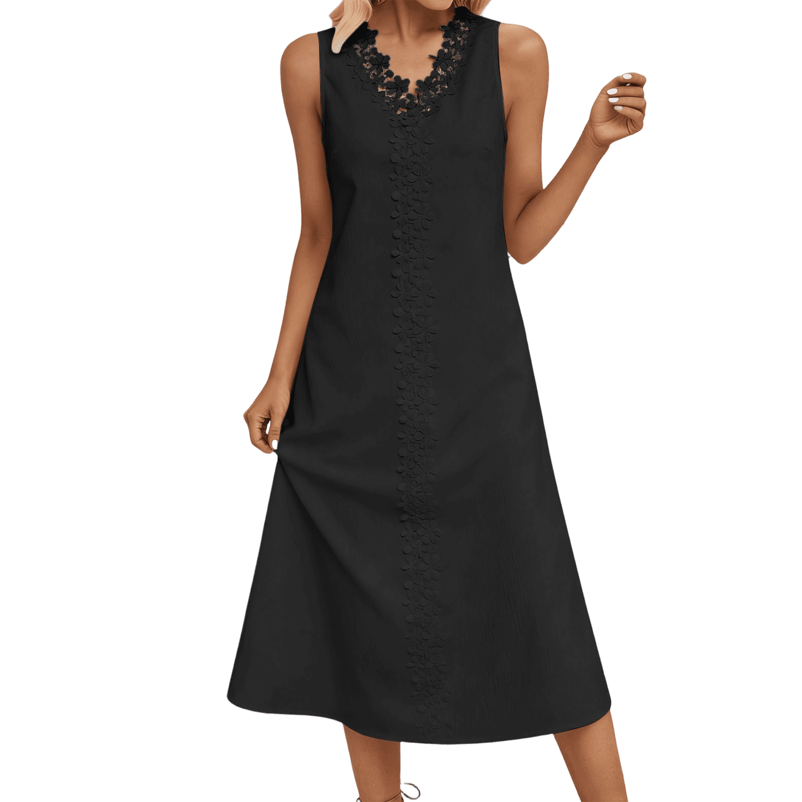 Black Women Lace Dresses for Women Long Basic Midi Fall Summer 2026 ...