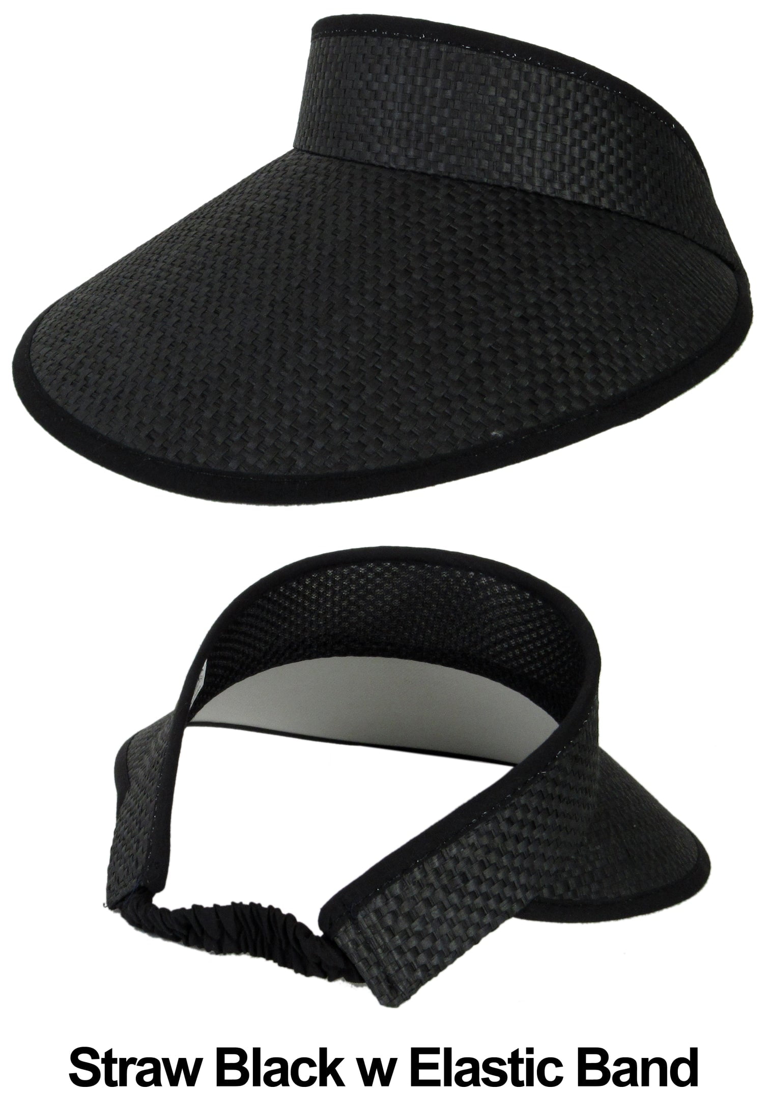 Black Women Lady Fashion Large Elastic Band Wide Brim Visor - Walmart.com