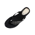 Black Women Open Toe Slippers Low Heel Rhinestone Round Toe Casual ...