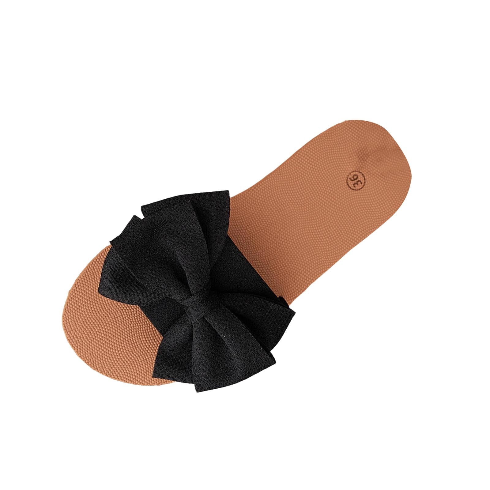 Black Women Open Toe Strappy Slippers Breathable Plus Size Beach ...