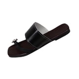 Black Women Plus Size Flat Sandals Beach Summer 2026 Solid Color Trendy ...