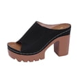 Black Women'S Belt With Thick Heel Sandals Fish Mouth Beach Summer ...