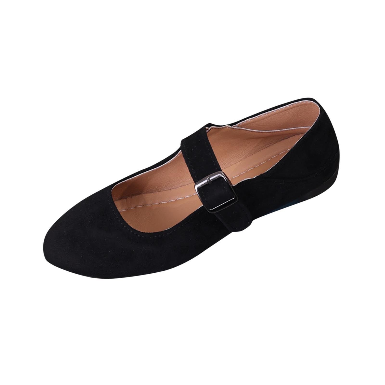 Black Women'S Casual Closed-Toe Loafers With Round Toe And Soft Sole ...