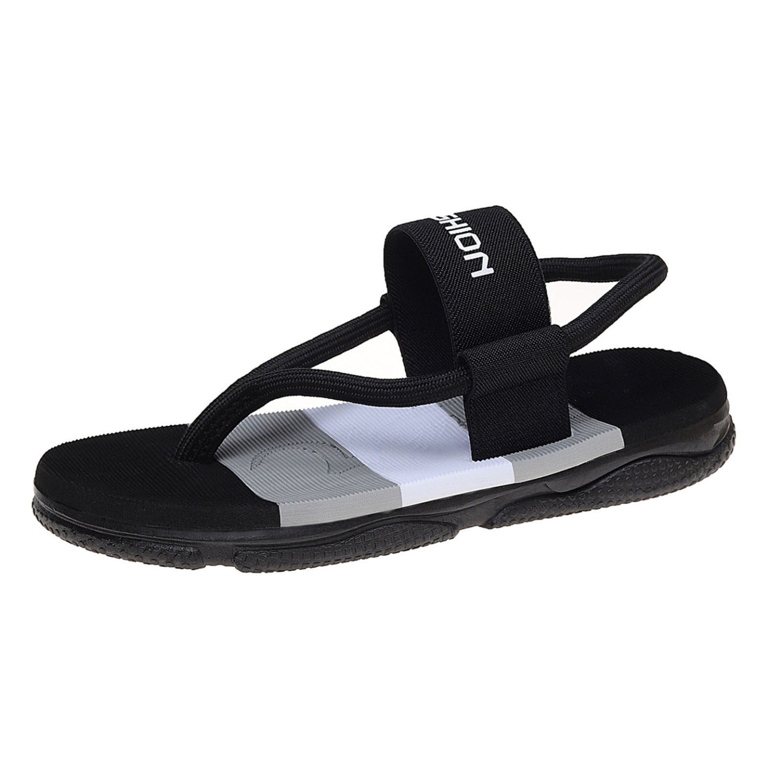 Black Women'S Casual Thong Sandals With Woven Design Elastic Straps ...