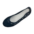 Black Women'S Casual Versatile Lace Mesh Solid Color Round Toe Thick ...
